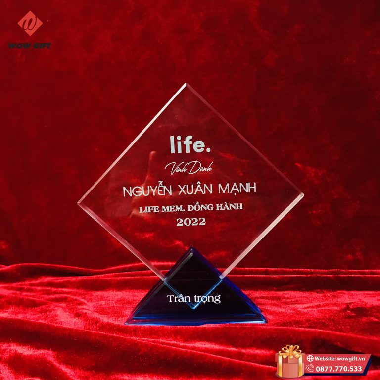 Kỷ niệm chương pha lê vinh danh Life men đồng hành - Xưởng cúp pha lê ...